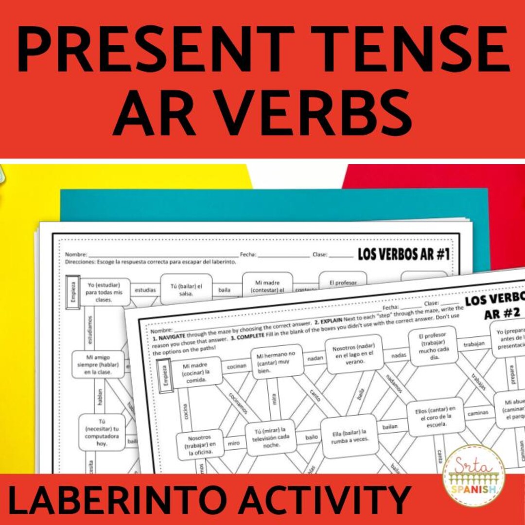 Present Tense Spanish AR Verbs Printable & Google Slides Conjugation ...
