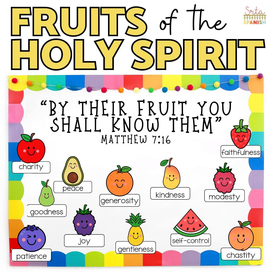 Fruits of the Holy Spirit Catholic Classroom Printable Decor Kids ...