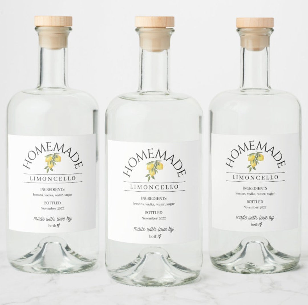 Custom Homemade Limoncello Labels, Gift Tags, Printable, Personalized ...