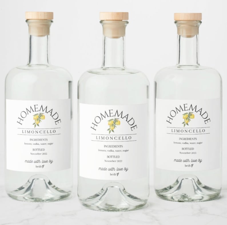 Custom Homemade Limoncello Labels Gift Tags Printable - Etsy