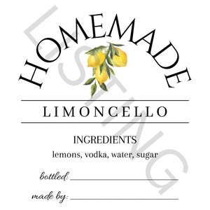 Homemade Limoncello Labels/gift Tags, Instant Download, Printable ...