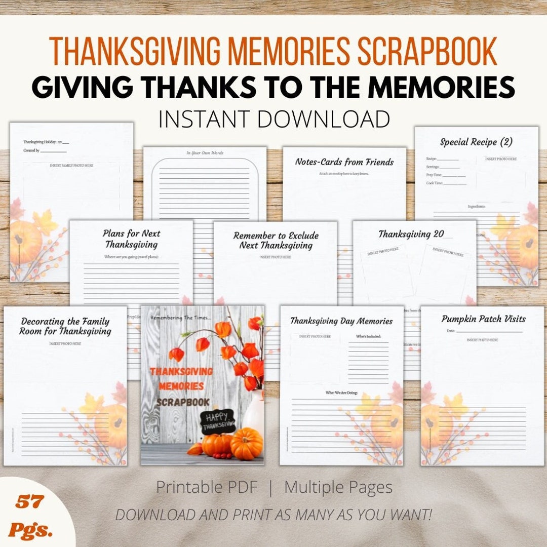 Thanksgiving Memory Book, Thanksgiving Journal, Thanksgiving Planner ...