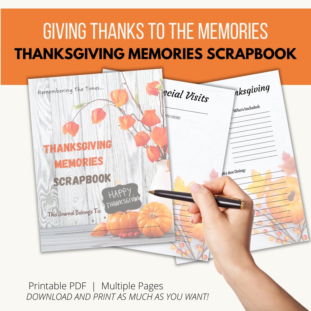 Thanksgiving Memory Book, Thanksgiving Journal, Thanksgiving Planner ...