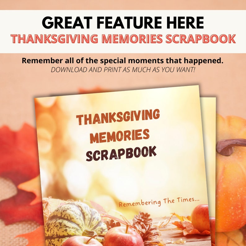 Thanksgiving Memory Book, Thanksgiving Journal, Thanksgiving Planner ...