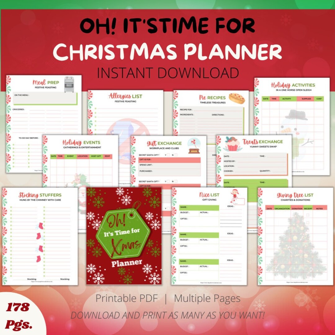 Christmas Planner, Holiday Planner, Xmas Journal, Undated Holiday ...