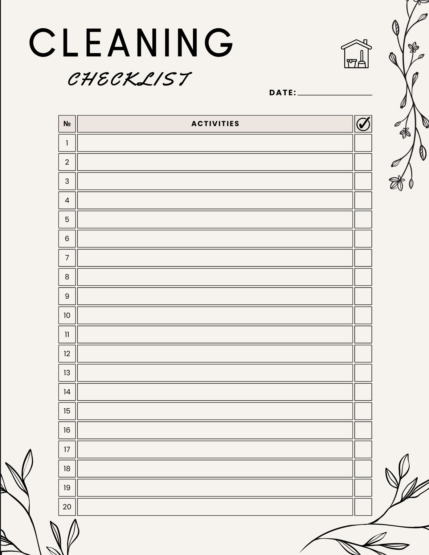 Cleaning Checklist, Cleaning Organizer, Cleaning Chart Instant Download ...