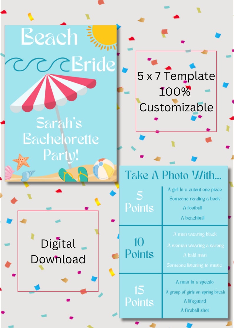 Printable Beach Bach Template, Bachelorette Weekend, Beach Bachelorette ...