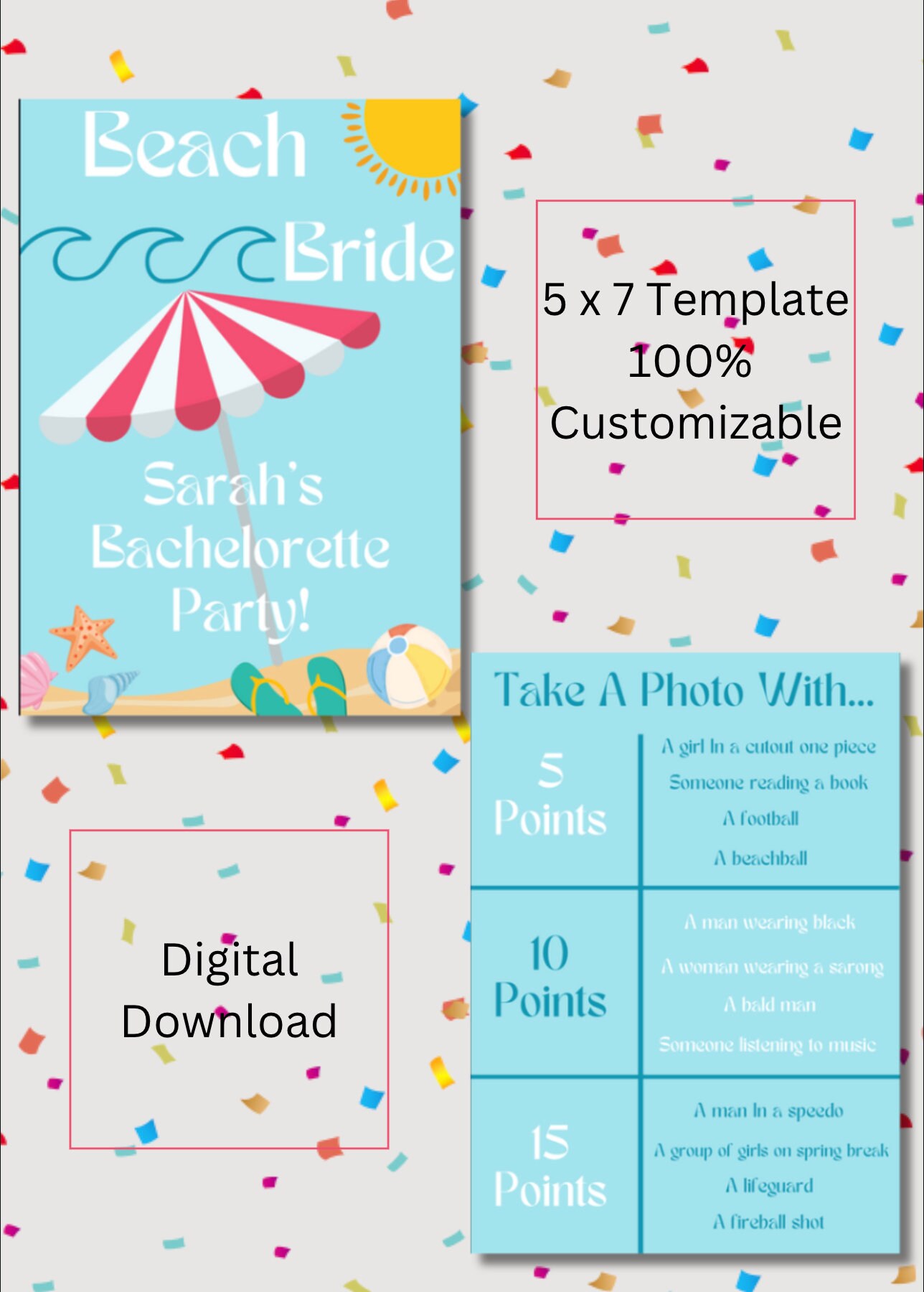 Printable Beach Bach Template, Bachelorette Weekend, Beach Bachelorette ...