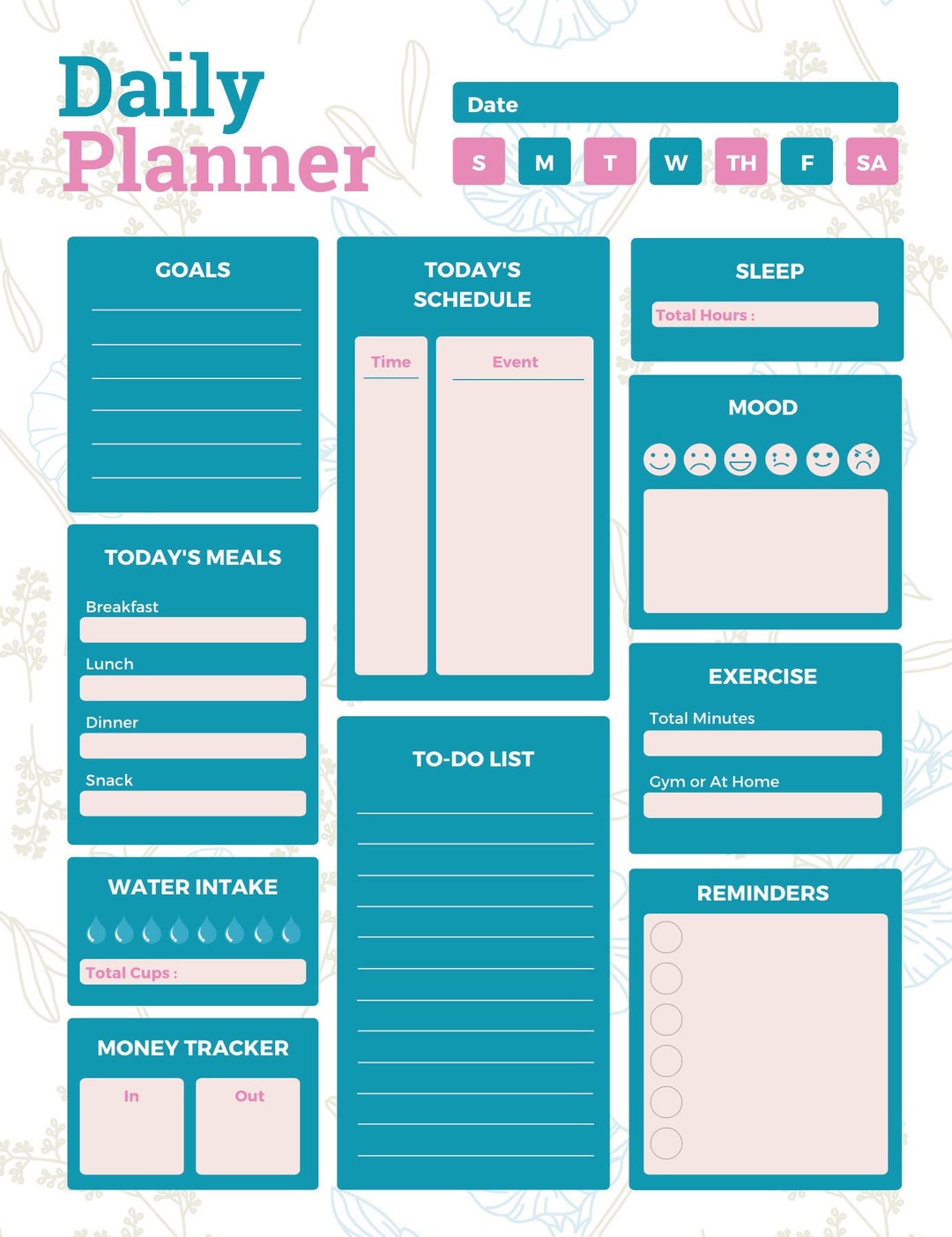 Daily Planner, Daily Schedule, Daily Organizer, To-do List, Reminder ...