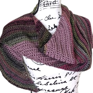 Crochet Asymmetrical Boomerang Shape Women's Scarf, Purple Multi-color ...