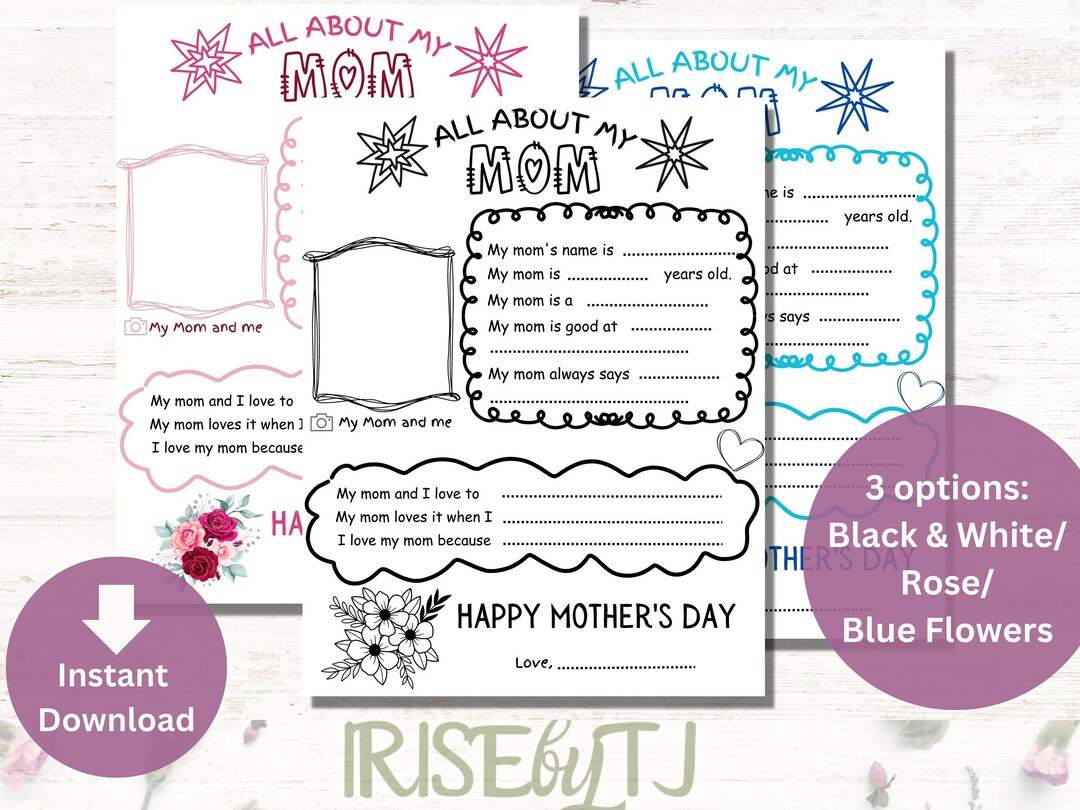 Todo sobre mamá imprimible, Cuestionario del Día de las Madres, Regalo ...