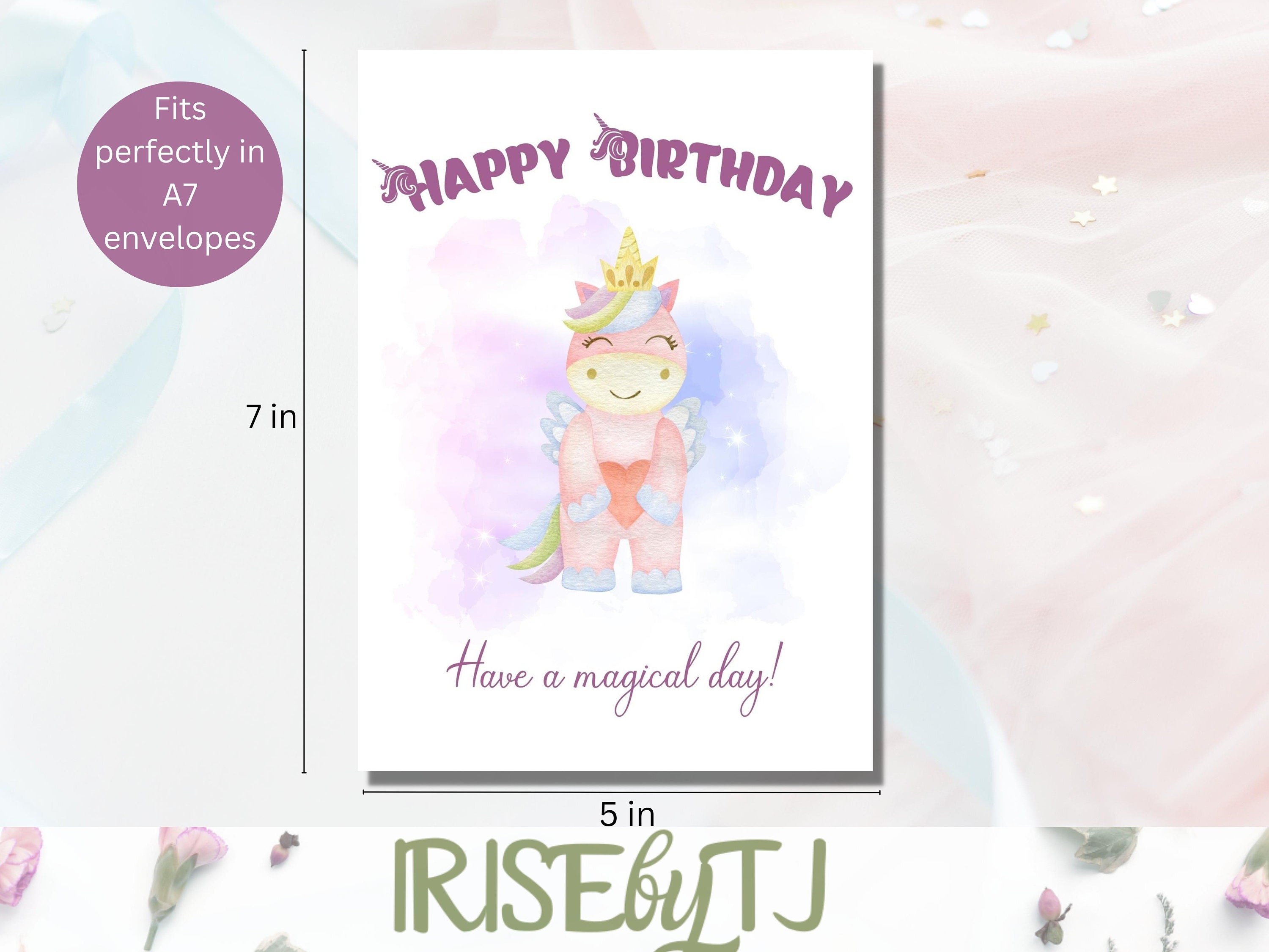 Printable Unicorn Happy Birthday Card for Kids,unicorn 5x7in Greeting ...