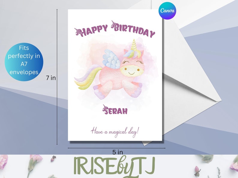 Editable Unicorn Happy Birthday Card for Kidsunicorn 5x7in - Etsy