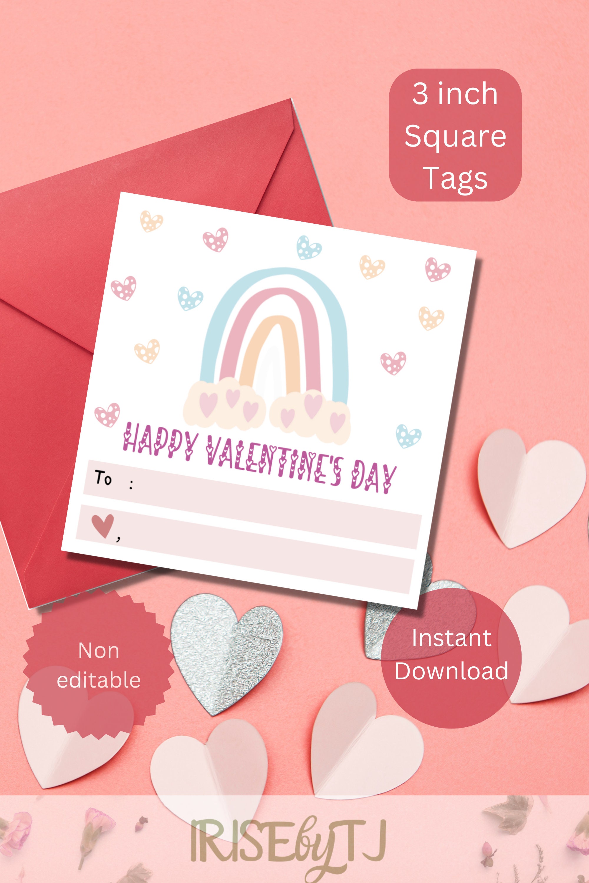 Printable Pastel Rainbow Valentines Day Card,instant Download,classroom ...