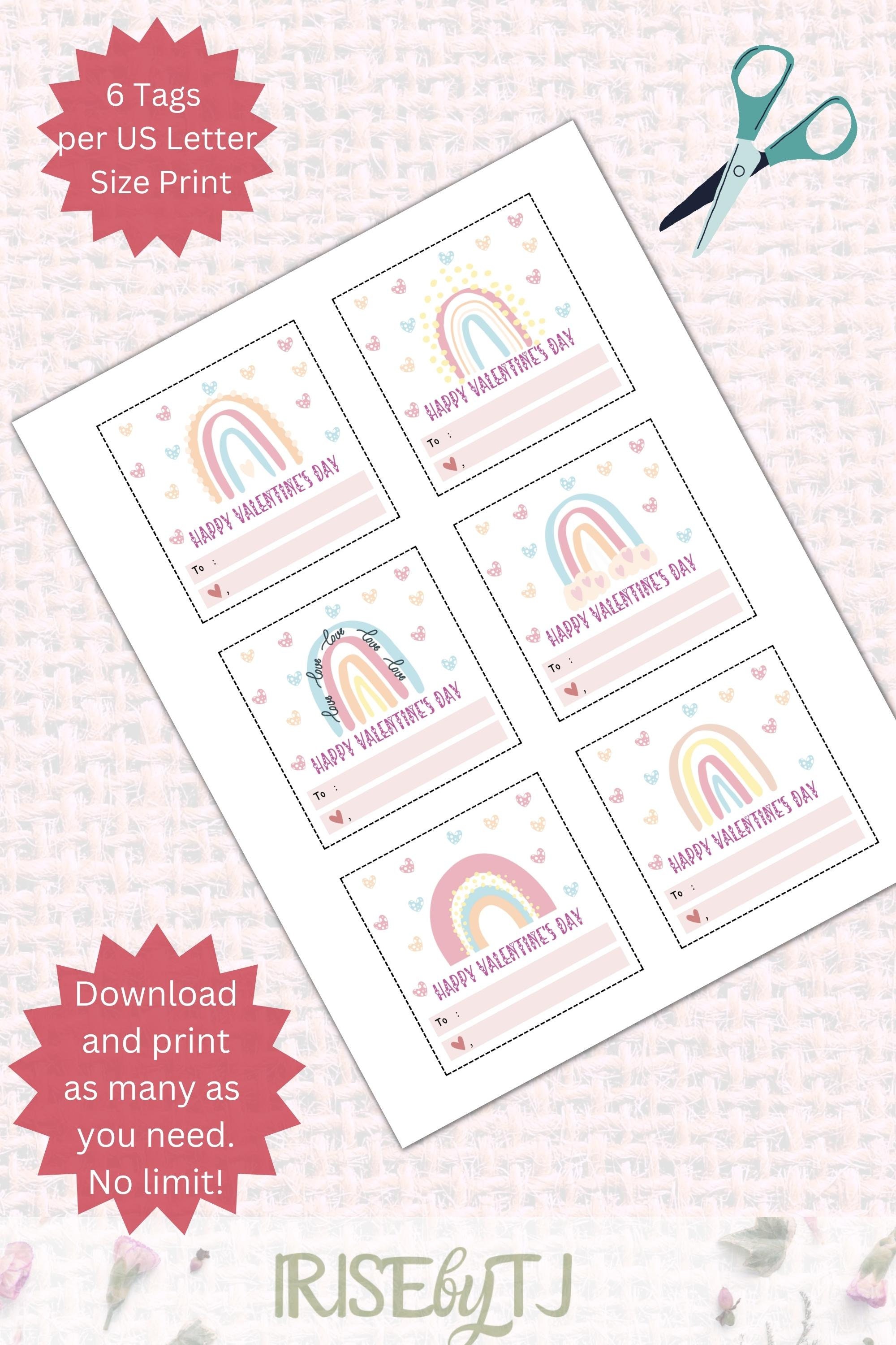 Printable Pastel Rainbow Valentines Day Card,instant Download,classroom ...