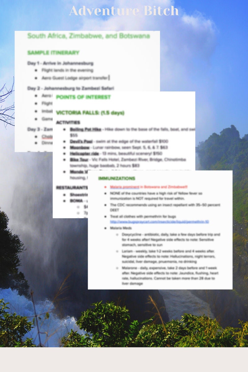 The Ultimate South African Itinerary - Cliff Notes Style - Etsy