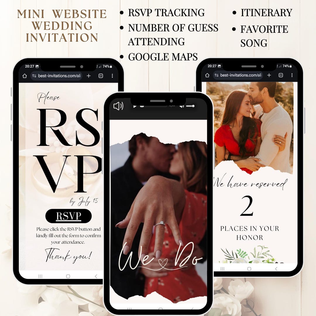 Digital Wedding Invitation & Rsvp Tracking, Online RSVP Page, Digital ...