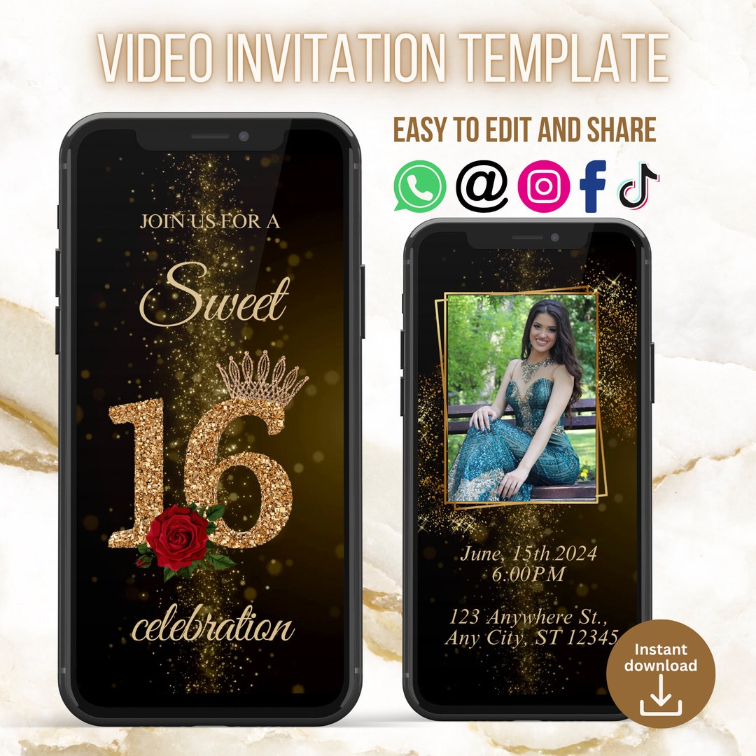 Sweet Sixteen Invitation, Sweet 16 Birthday, 16th Birthday, Birthday ...