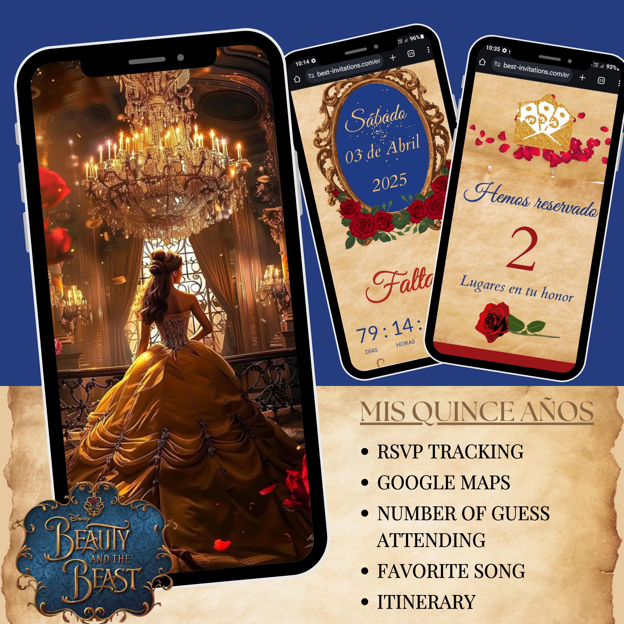 B Beast Quinceanera Invitation & Rsvp Tracking, Sweet 16th Invite ...