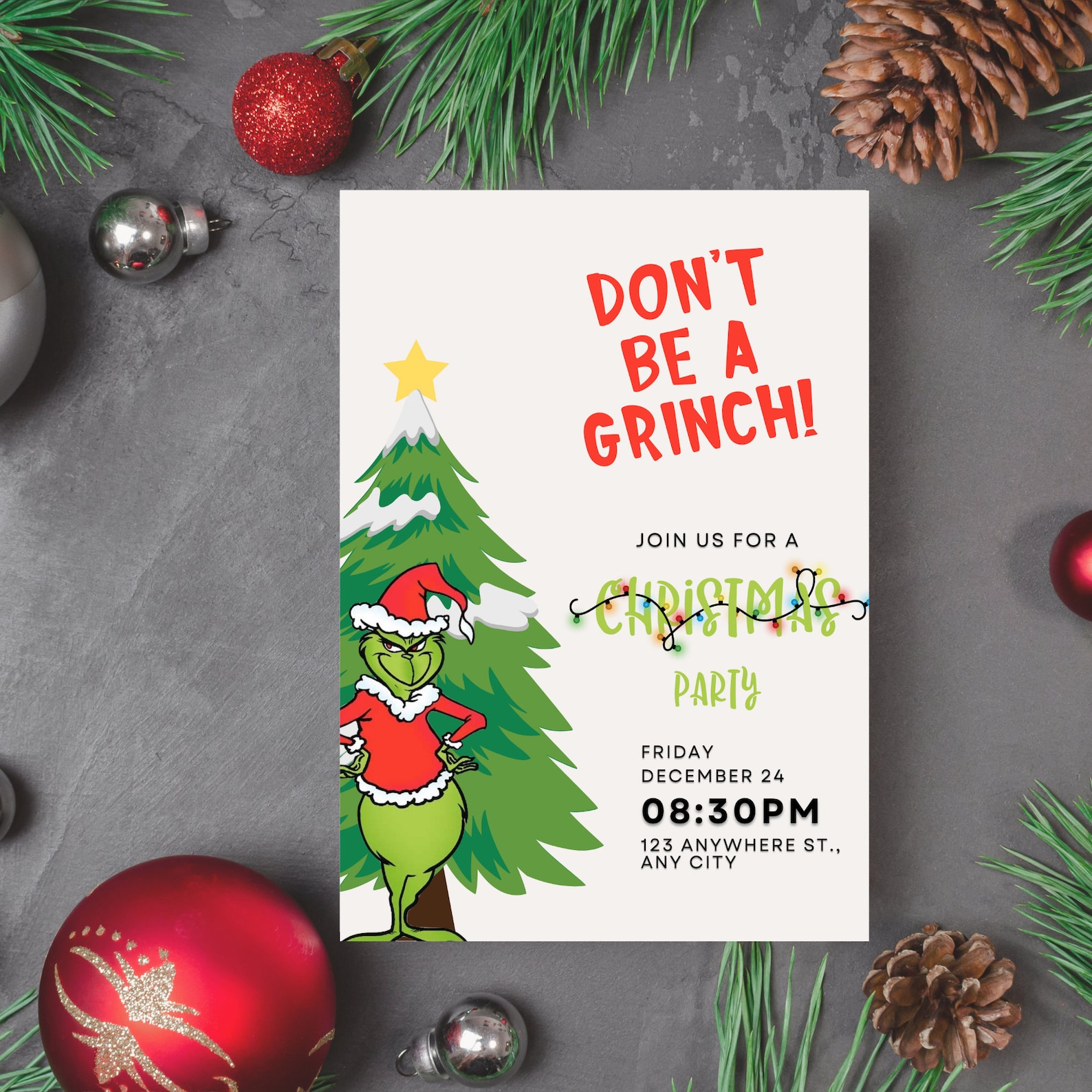 Editable Grinch Party Invitation, Merry Grinchmas Invitation, Grinch ...