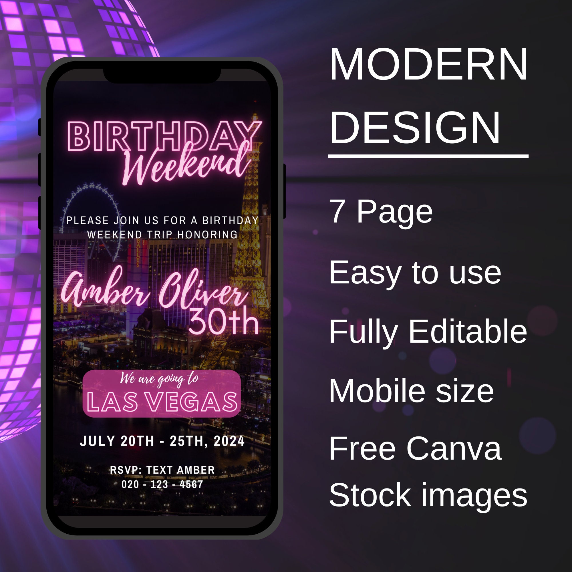 Digital Birthday Weekend Invitation, Animated Travel Itinerary, Girls ...