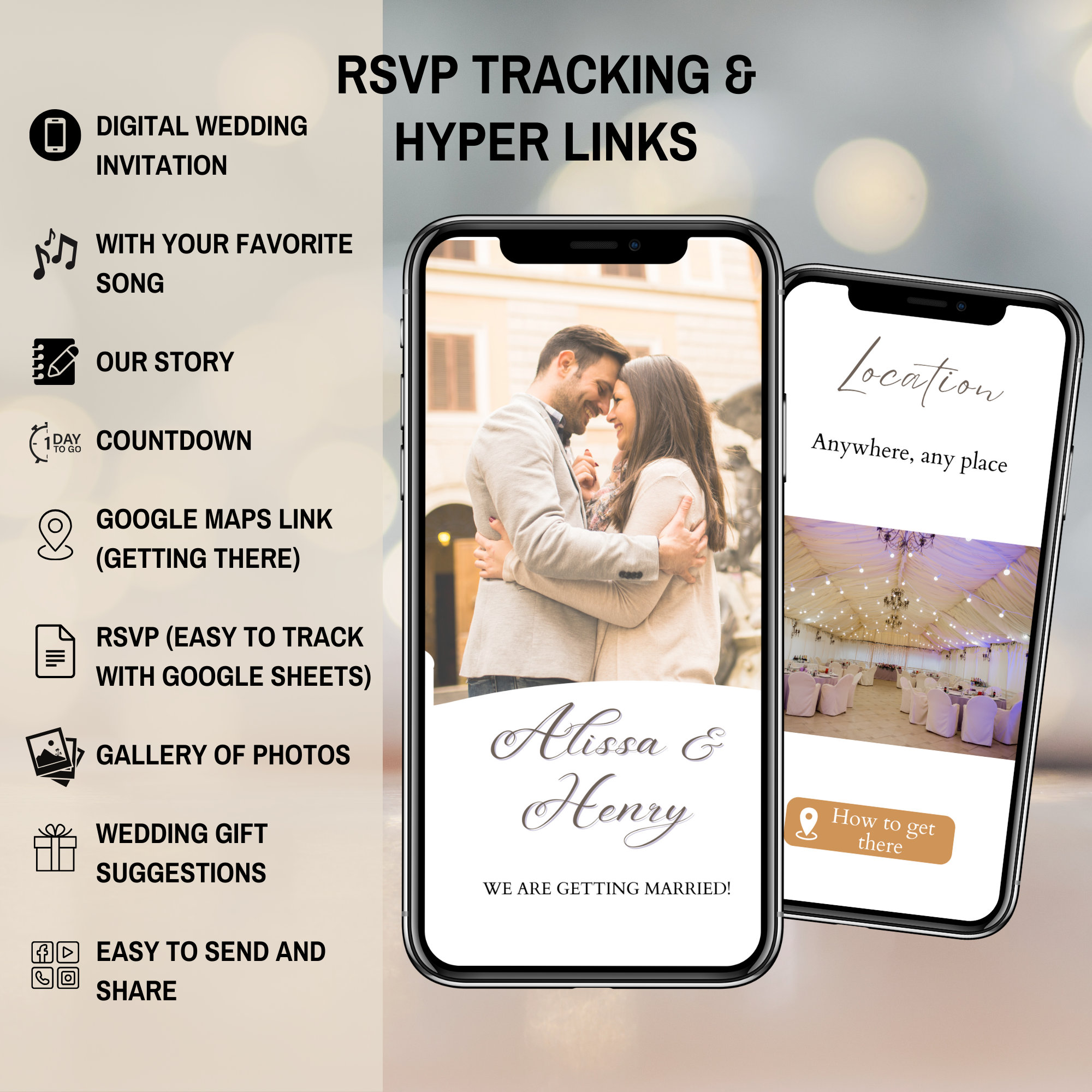 Digital Wedding Invitation & Rsvp Tracking, Online RSVP Page, Digital ...