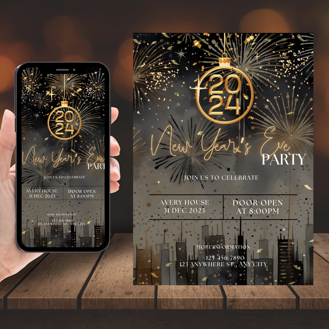 Digital New Years Eve Party Invitation, Animated NYE Celebration Invite ...
