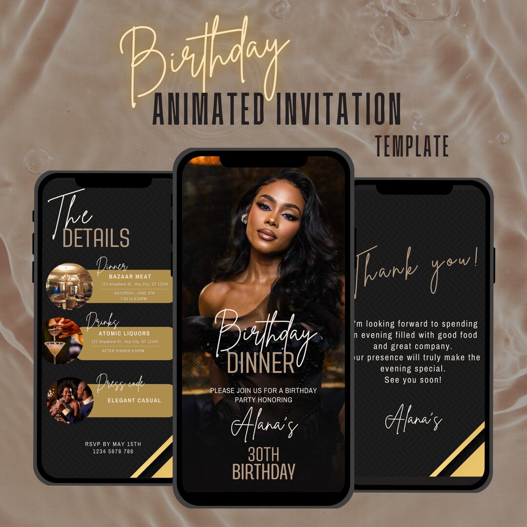 Digital Birthday Dinner Invitation, Birthday Dinner, Digital Birthday ...