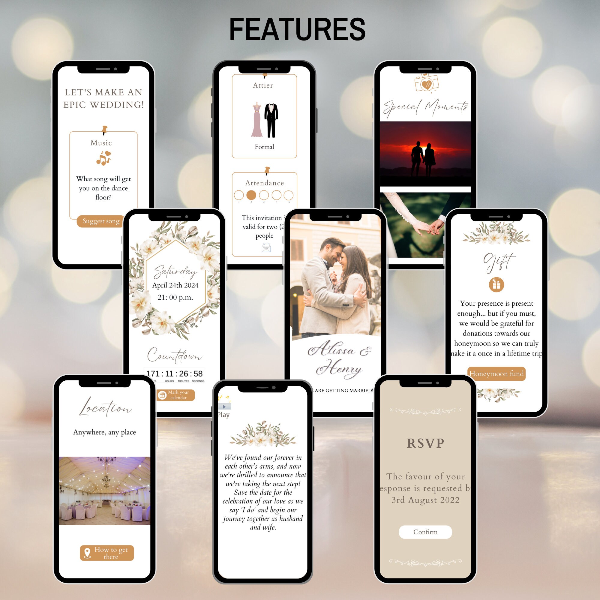 Digital Wedding Invitation & Rsvp Tracking, Online RSVP Page, Digital ...
