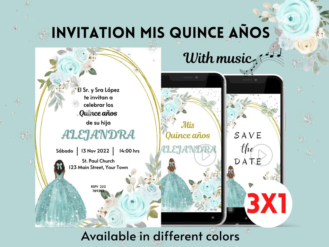 Quinceanera Spanish Invitation,quinceanera Invitation With Floral ...