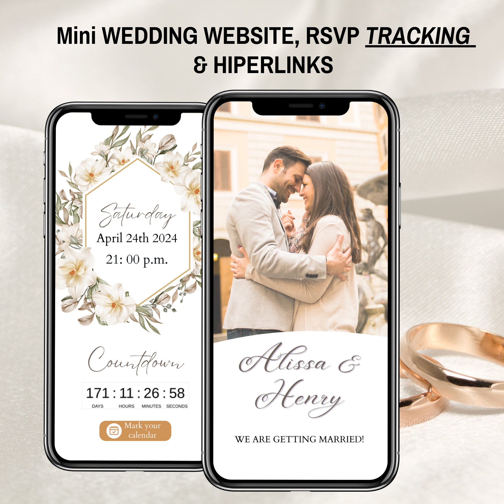 Digital Wedding Invitation & Rsvp Tracking, Online RSVP Page, Digital ...