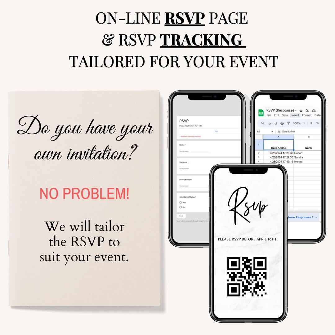 Online RSVP Page, Qr Code RSVP Tracking, Digital RSVP, Digital Rsvp ...