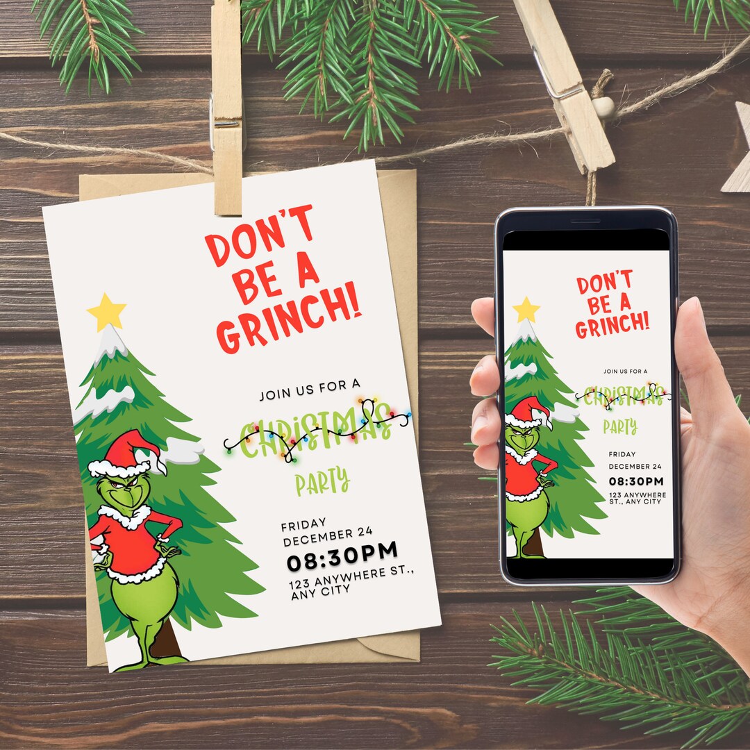 Editable Grinch Party Invitation, Merry Grinchmas Invitation, Grinch ...