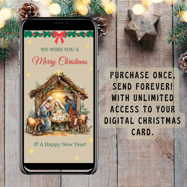 IPhone Christmas Card, Digital Christmas Card,nativity Christmas Card ...