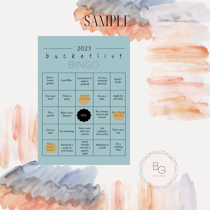 2023 Bucketlist Bingo Printable Instant Download New Year Motivate to ...