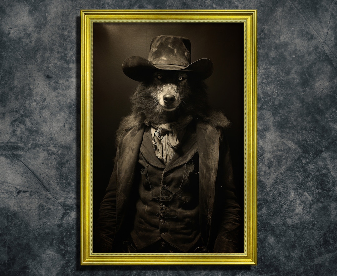 Werewolf Cowboy in Western Studio, Vintage Photography, Art Poster ...