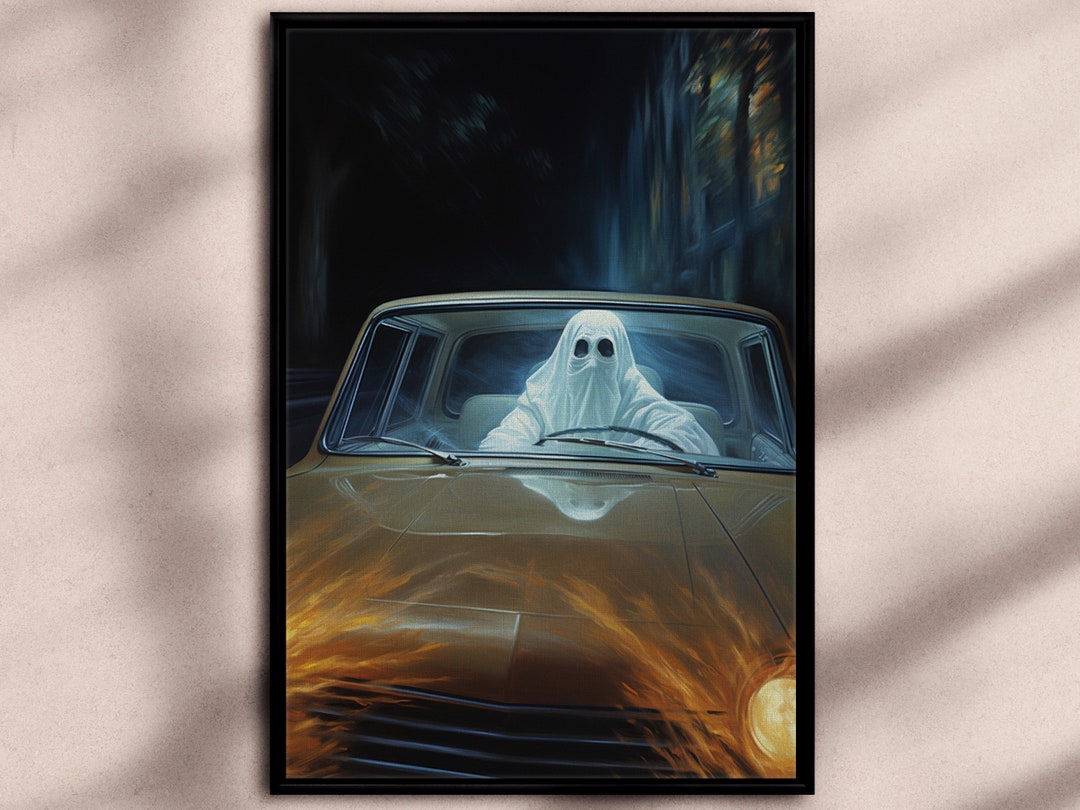 Ghost Driver, Oil Painting Art Style Print on Canvas, Dark Academia ...