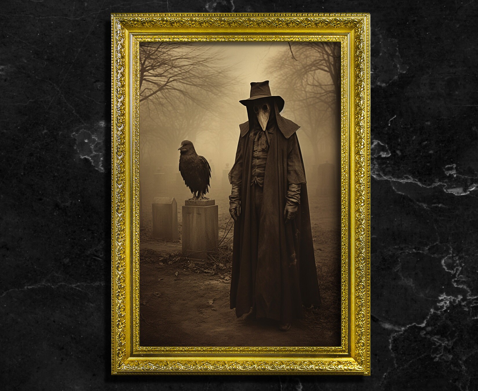 Plague Doctor With Raven, Vintage Photography Art Print, Dark Academia ...