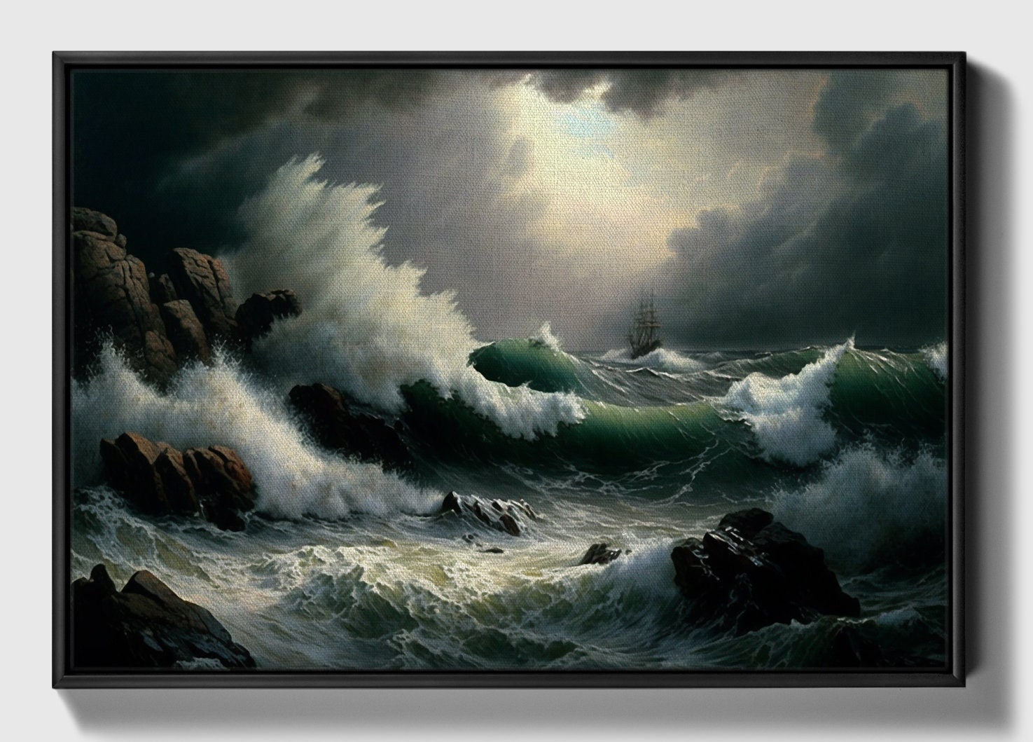 Tempestuous Waters Framed Original Ship Oil Painting Print on - Etsy
