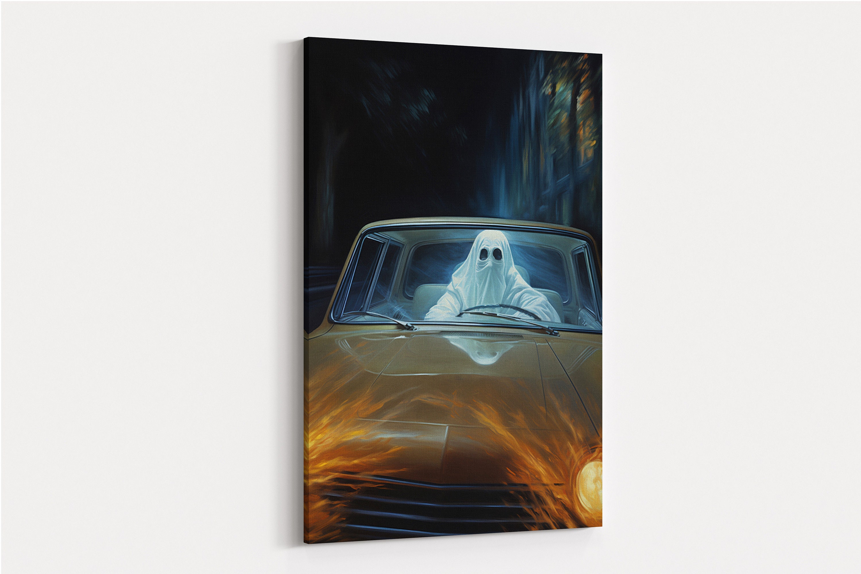 Ghost Driver, Oil Painting Art Style Print on Canvas, Dark Academia ...