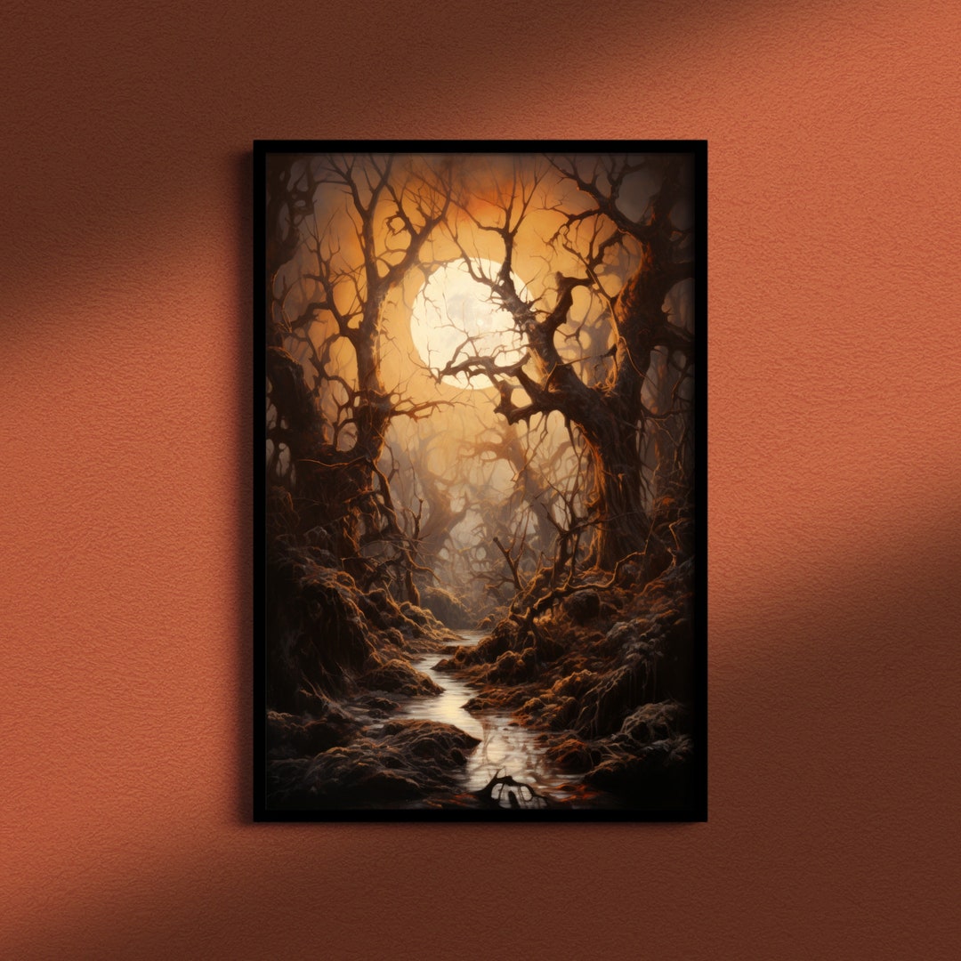 Gnarly Forest, Oil Painting Style Fine Art Poster Print, Dark Academia ...