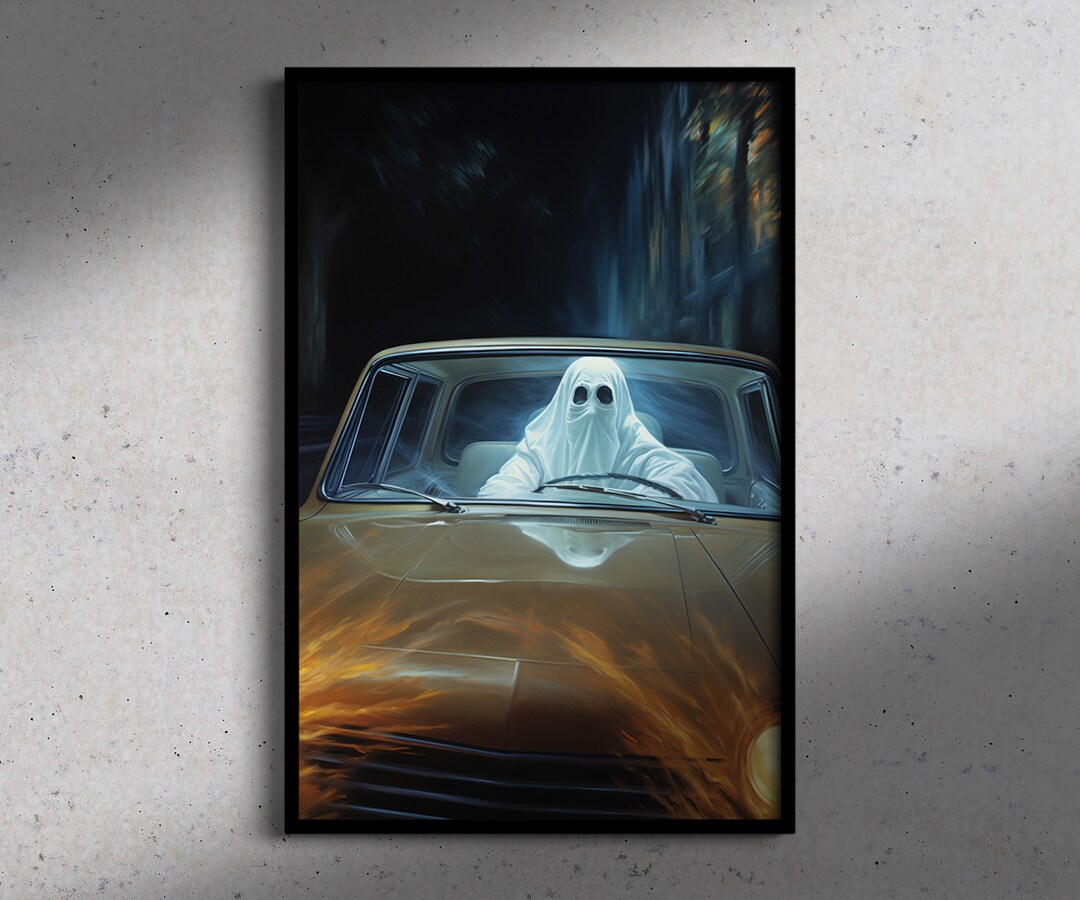 Ghost Driver, Oil Painting Style Fine Art Print, Art Poster Print, Dark ...