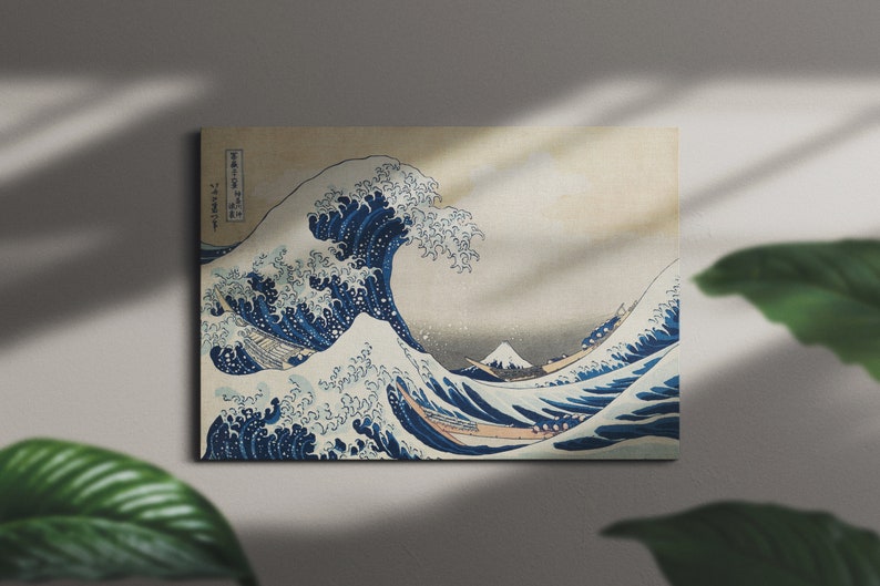 The Great Wave off Kanagawa (1831), Art Reproduction on Canvas, Ukiyo-e ...