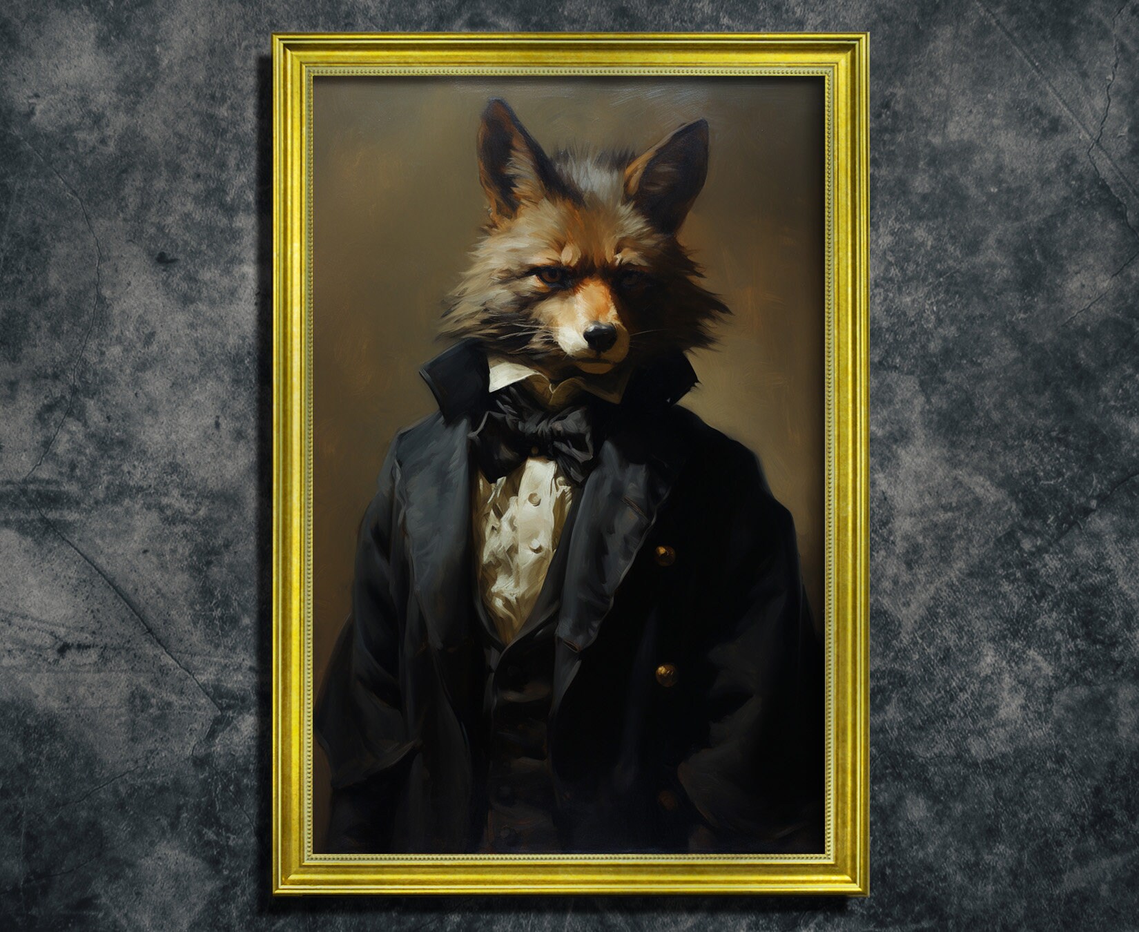 Gothic Red Fox, Vintage Oil Painting Print, Art Poster Print, Dark ...