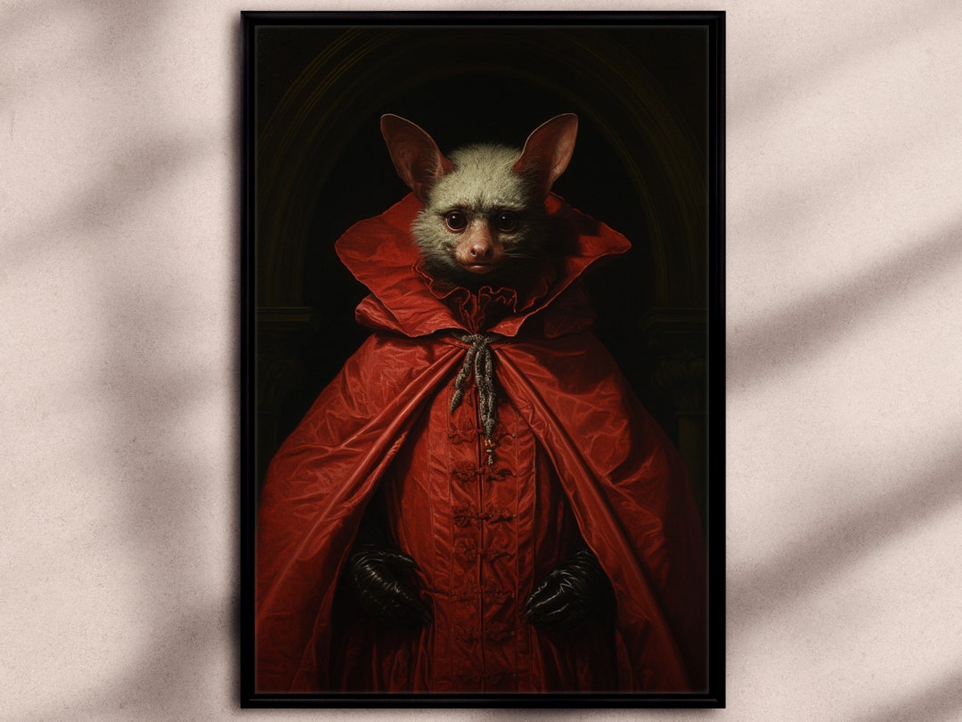 Red Baron Bat, Oil Painting Style Art Print on Canvas, Dark Academia ...