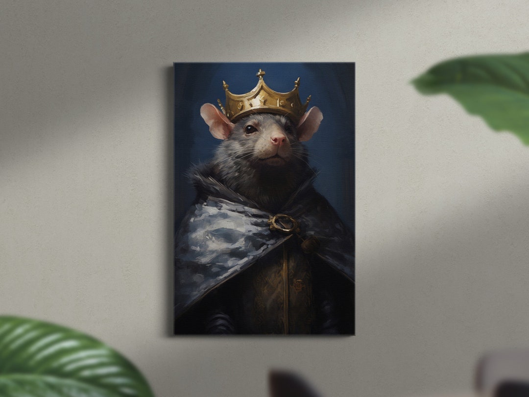 Rat Royalty, Oil Painting Art Style Print on Canvas, Home Decor, Animal ...