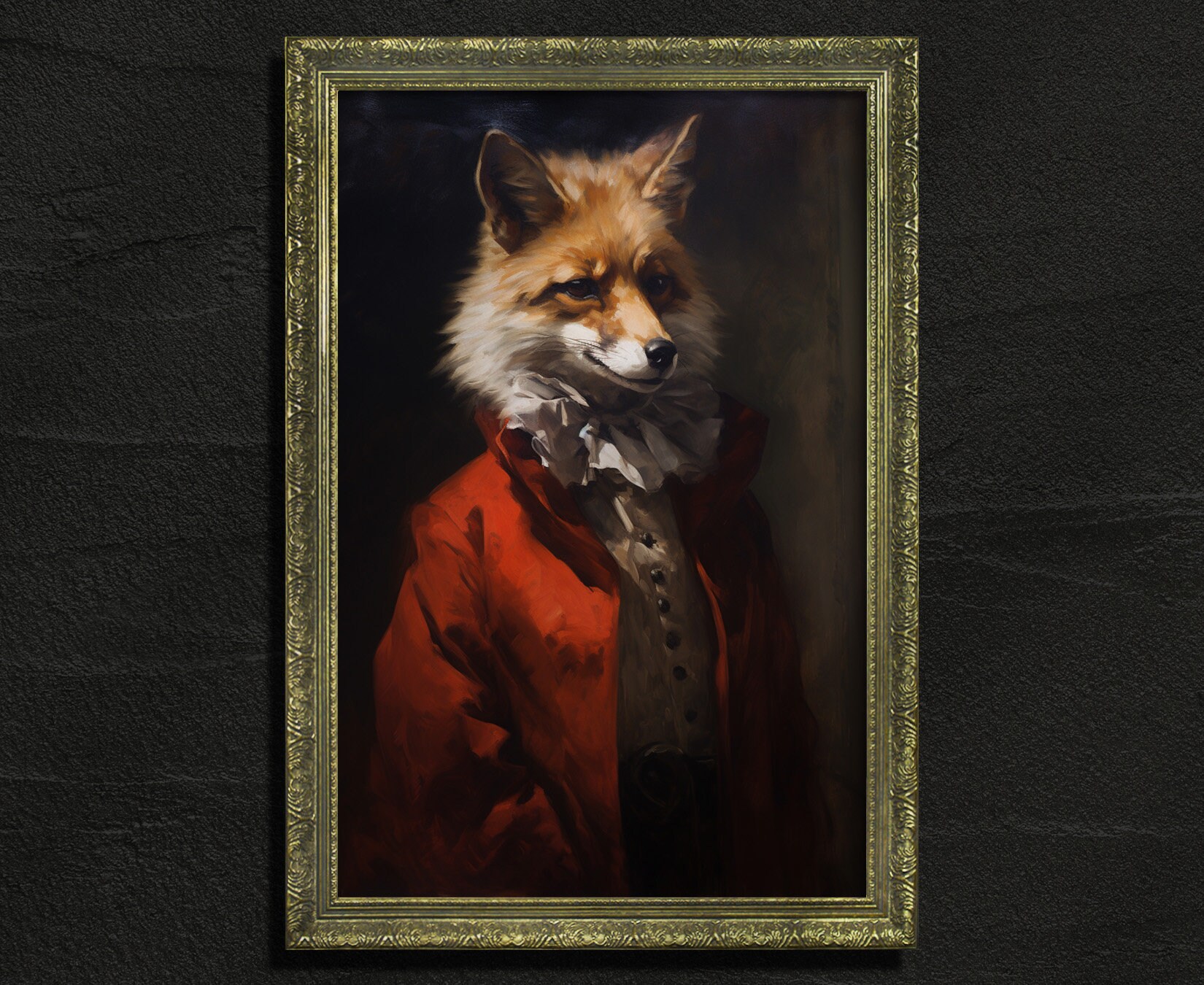 Victorian Red Fox, Vintage Oil Painting Print, Art Poster Print, Dark ...