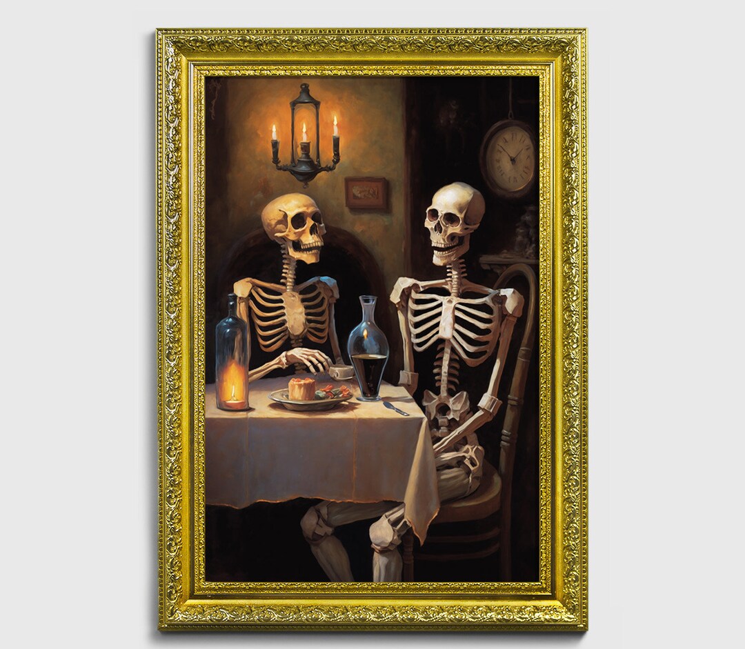 Fine Die-ning, Fine Art Print in Modern or Classic Frame, Skeleton Art ...