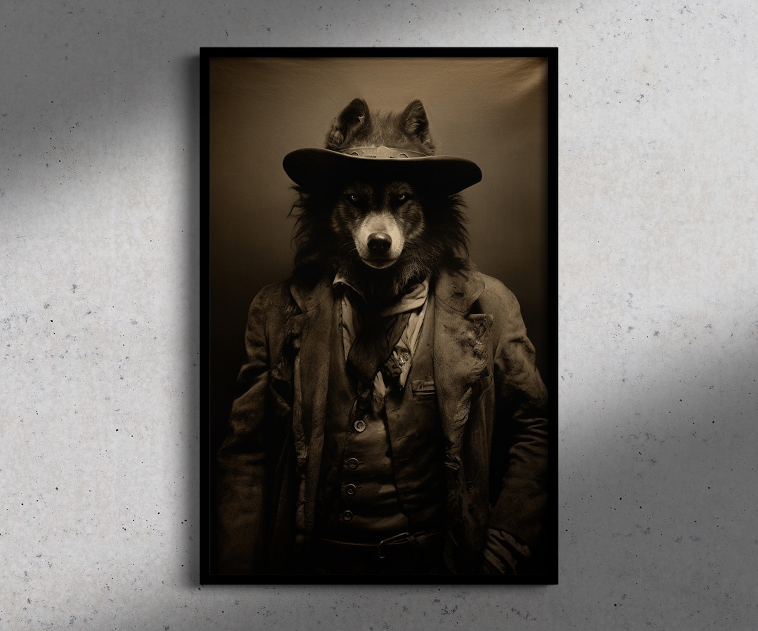 Werewolf Cowboy , Vintage Photography, Art Poster Print, Dark Academia ...