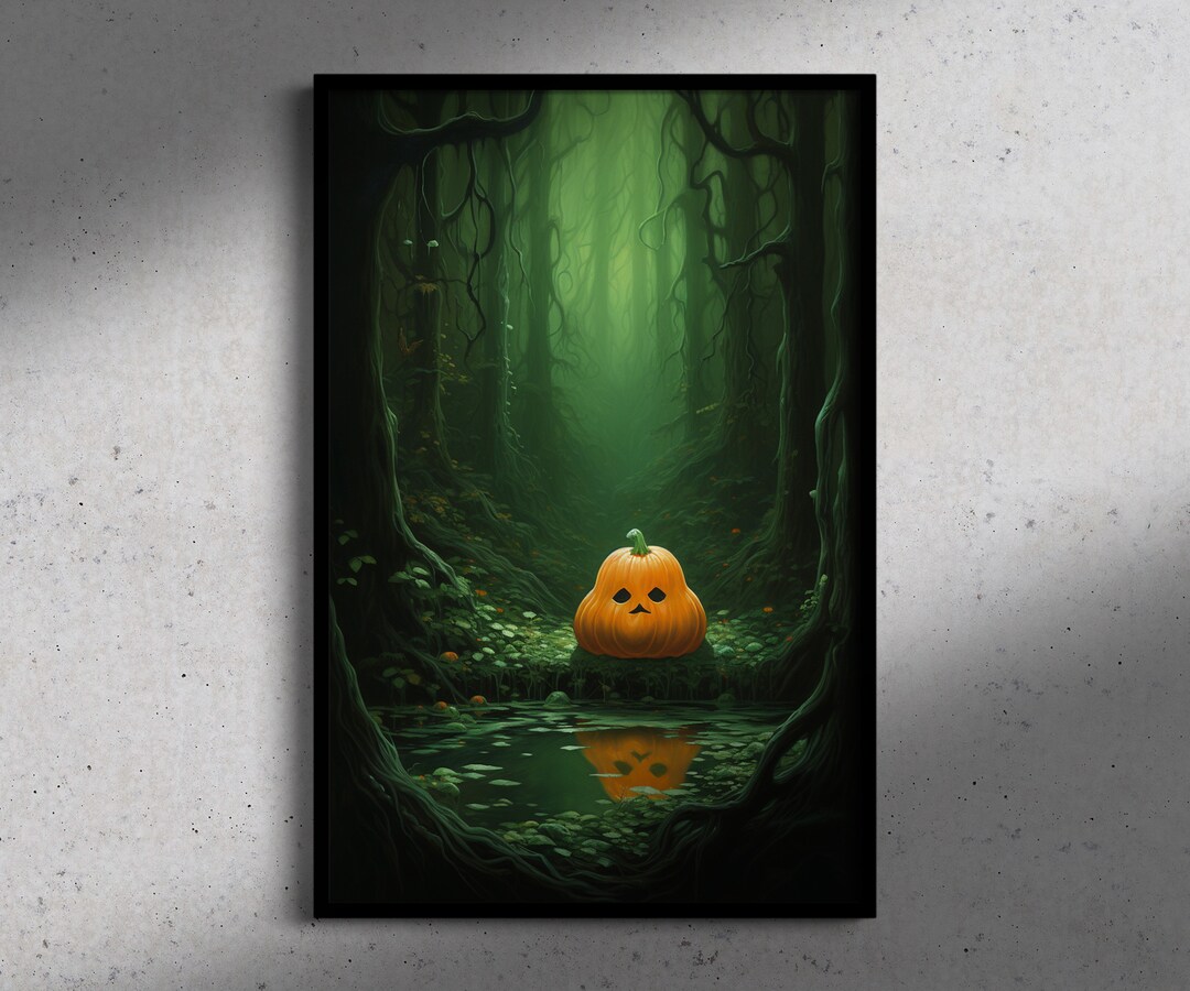 Sad Jack O Lantern, Oil Painting Fine Art Print, Art Poster Print, Dark ...